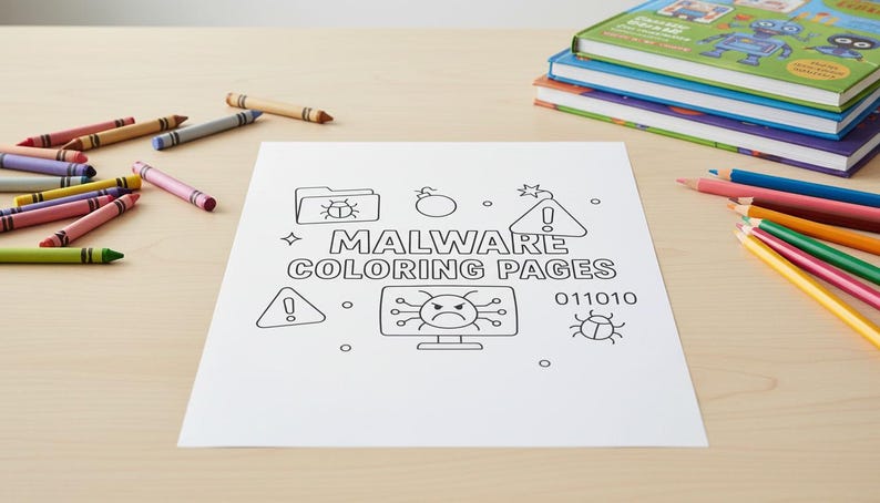 10 Printable Malware Coloring Pages: Geeky Hacker Theme | Cybersecurity ...