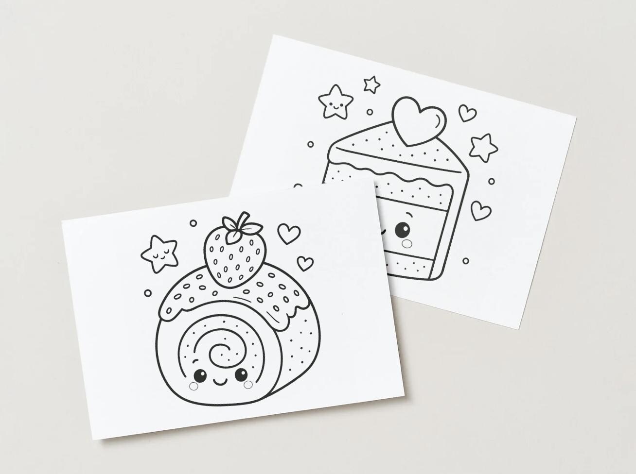 10 Printable Cute Kawaii Bakery Coloring Pages | Cakes Cupcakes Donuts ...