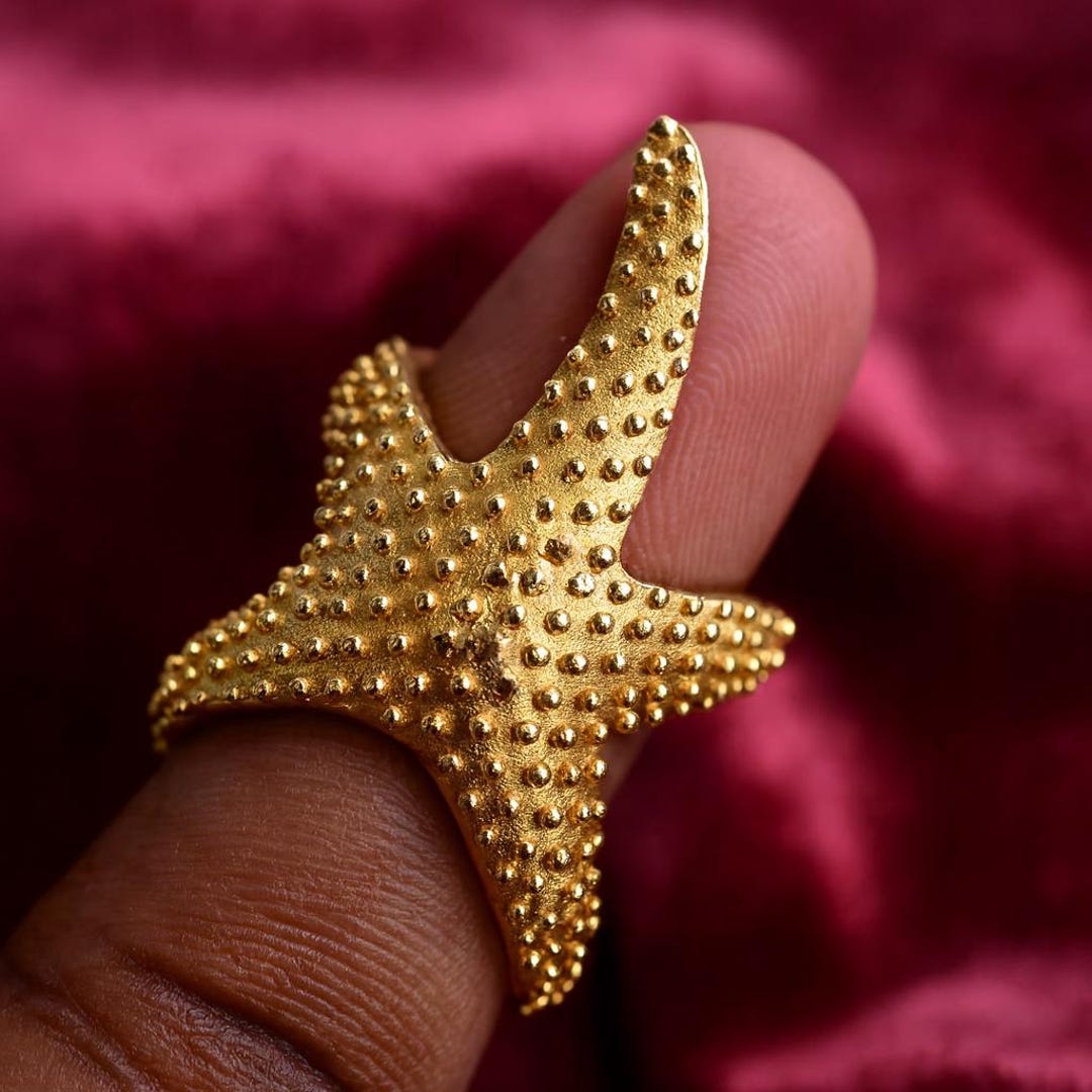 Gold Starfish Ring, Ocean Inspired Jewelry, Beach Lover Statement Ring ...