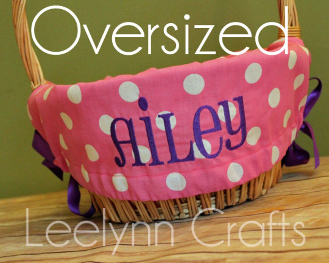 Jumbo Personalized Easter Basket Liner for LARGE Baskets // Pink Polka ...