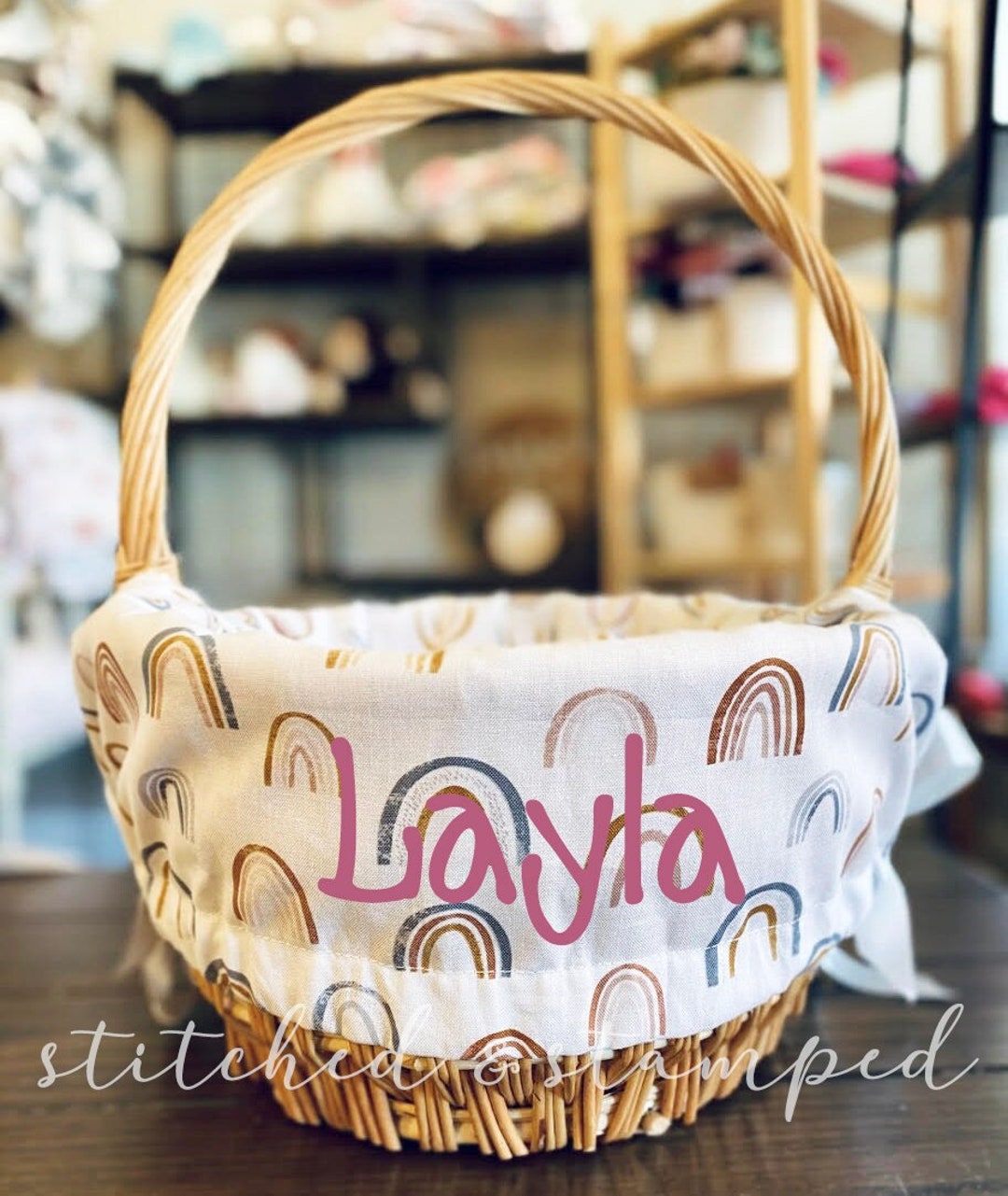 Personalized Easter Basket Liner // Boho Rainbow // Includes Name ...