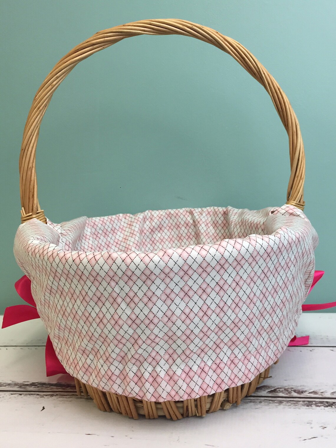 Personalized Easter Basket Liner //pink Argyle Easter Basket | Etsy