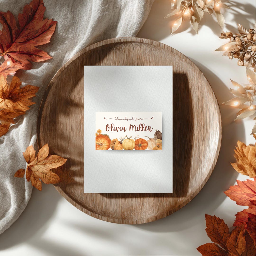 Fall Pumpkin Name Card Template | Editable Canva Place Card or Food ...