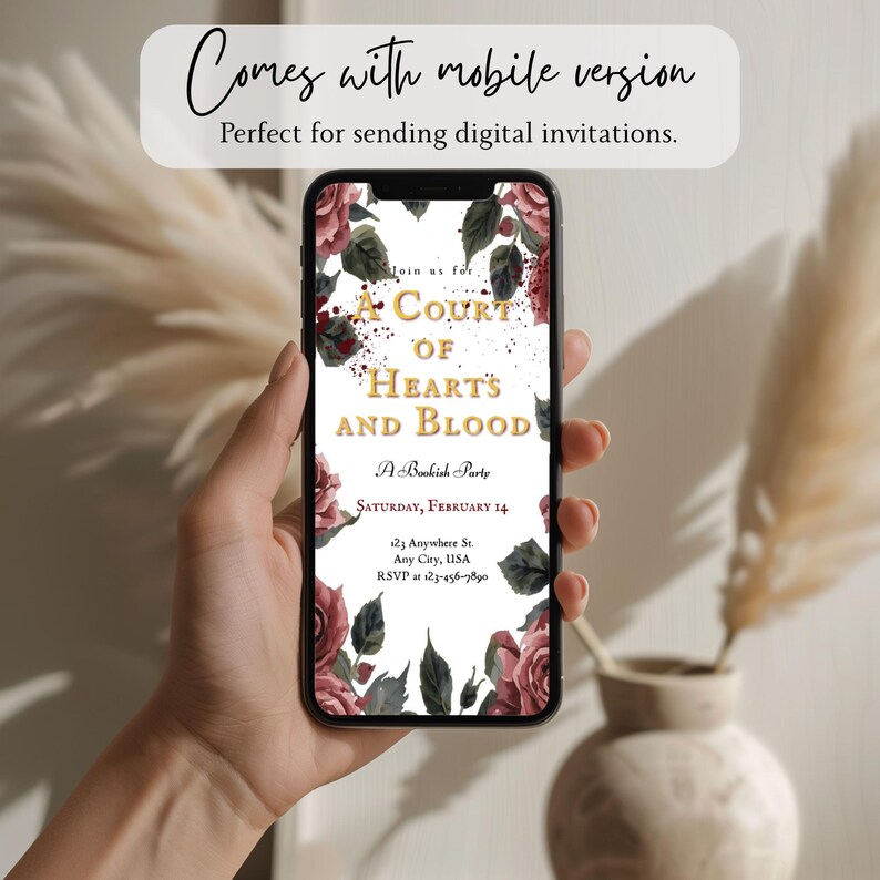 ACOTAR Inspired Party Invitation | A Court of Hearts and Blood | Dark ...