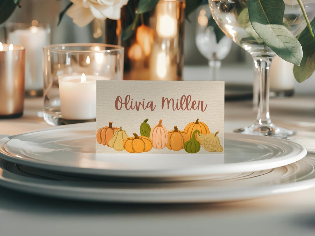Fall Place Card Template | Editable Canva Name Card or Food Label ...