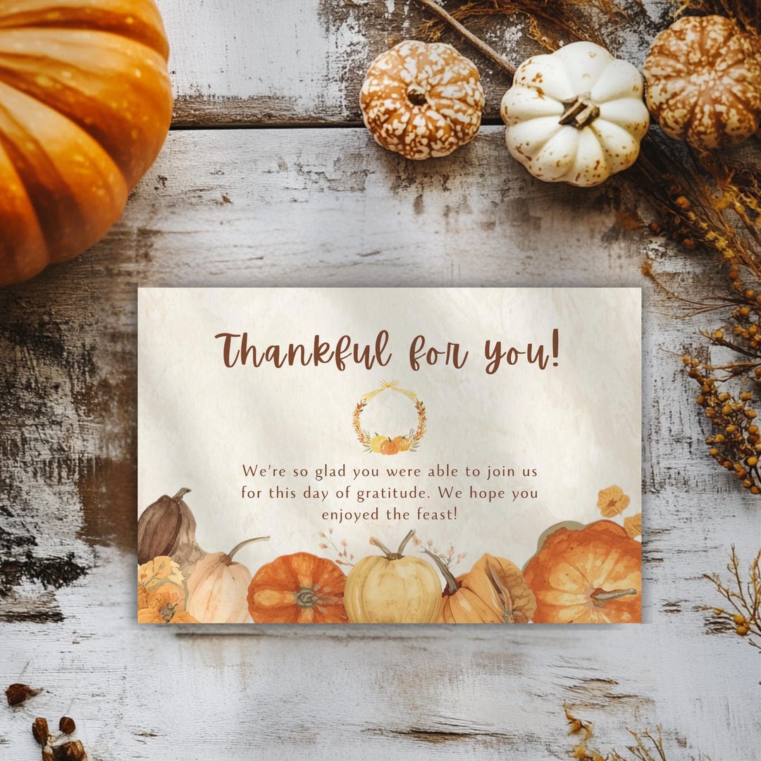 Pumpkin Thank You Card Template | Editable Canva Thanksgiving Thank You ...
