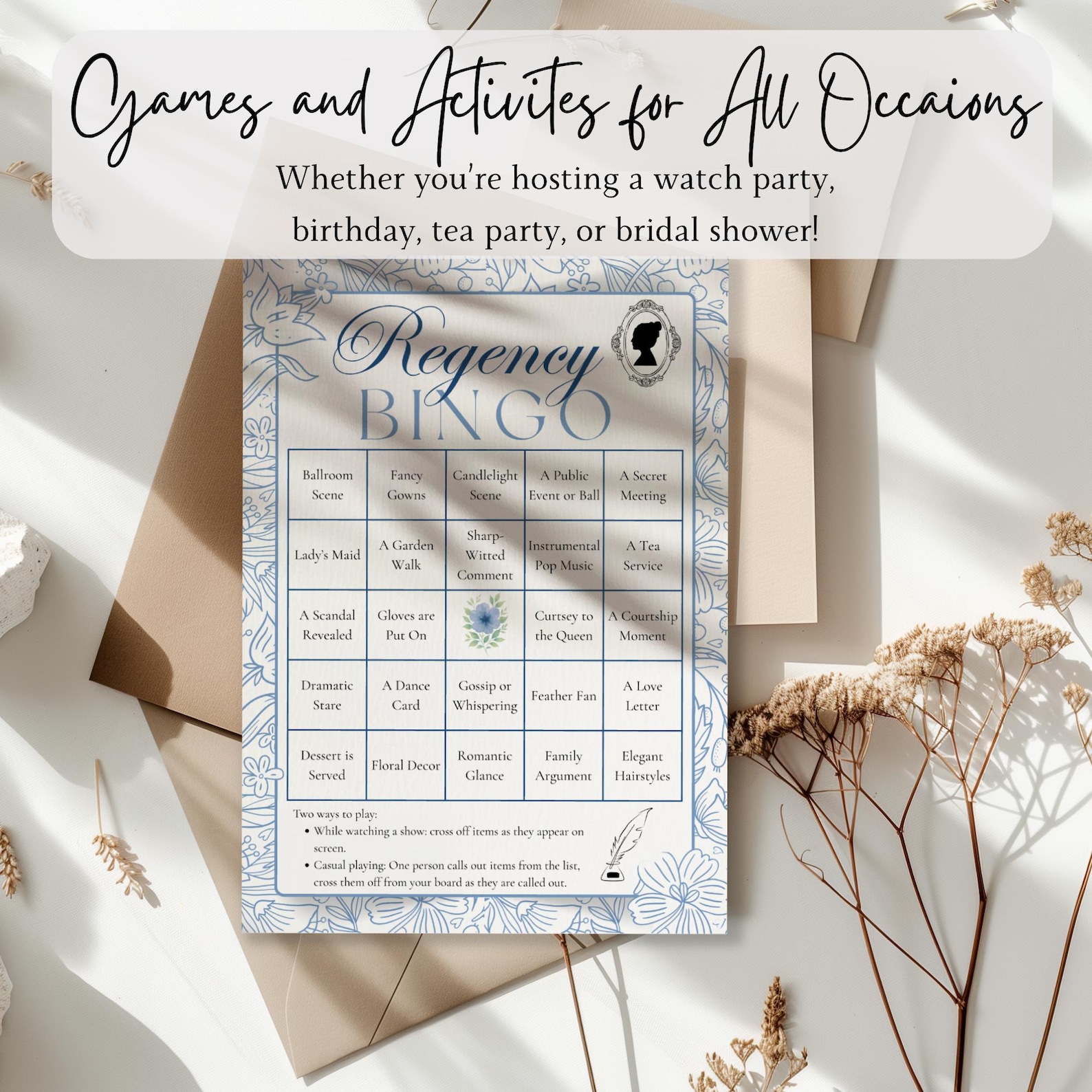 Regency Party Games Bundle | Printable Vintage Birthday, Tea Party ...