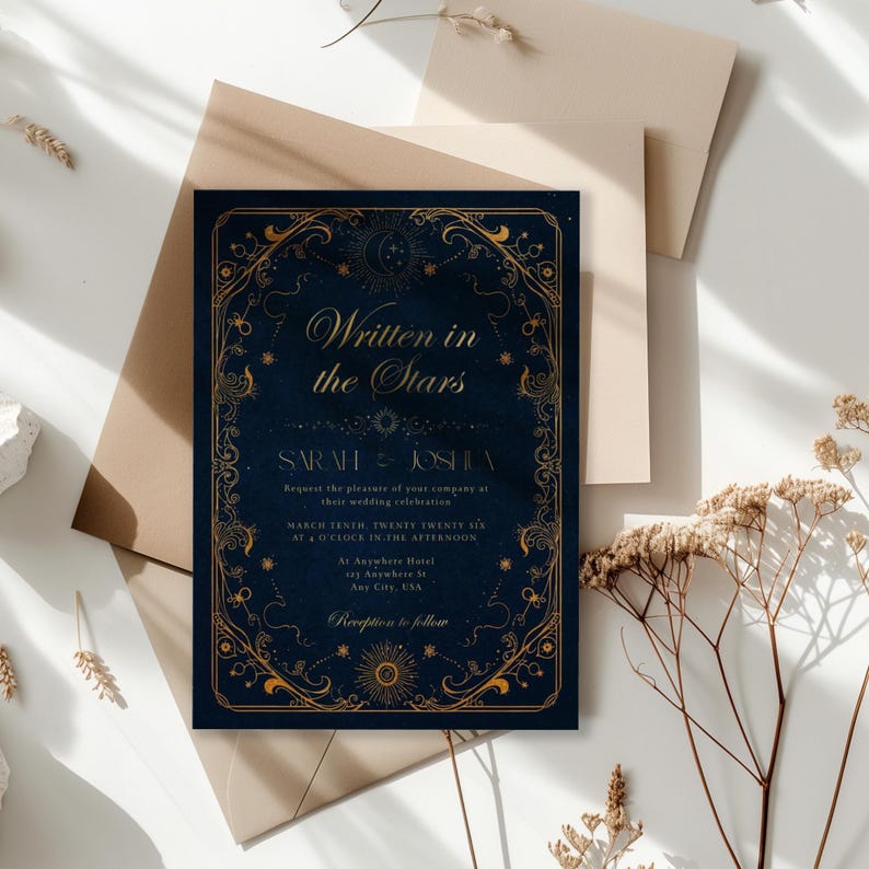 Astrology Wedding Invitation | Zodiac Star Chart Invite | Celestial ...