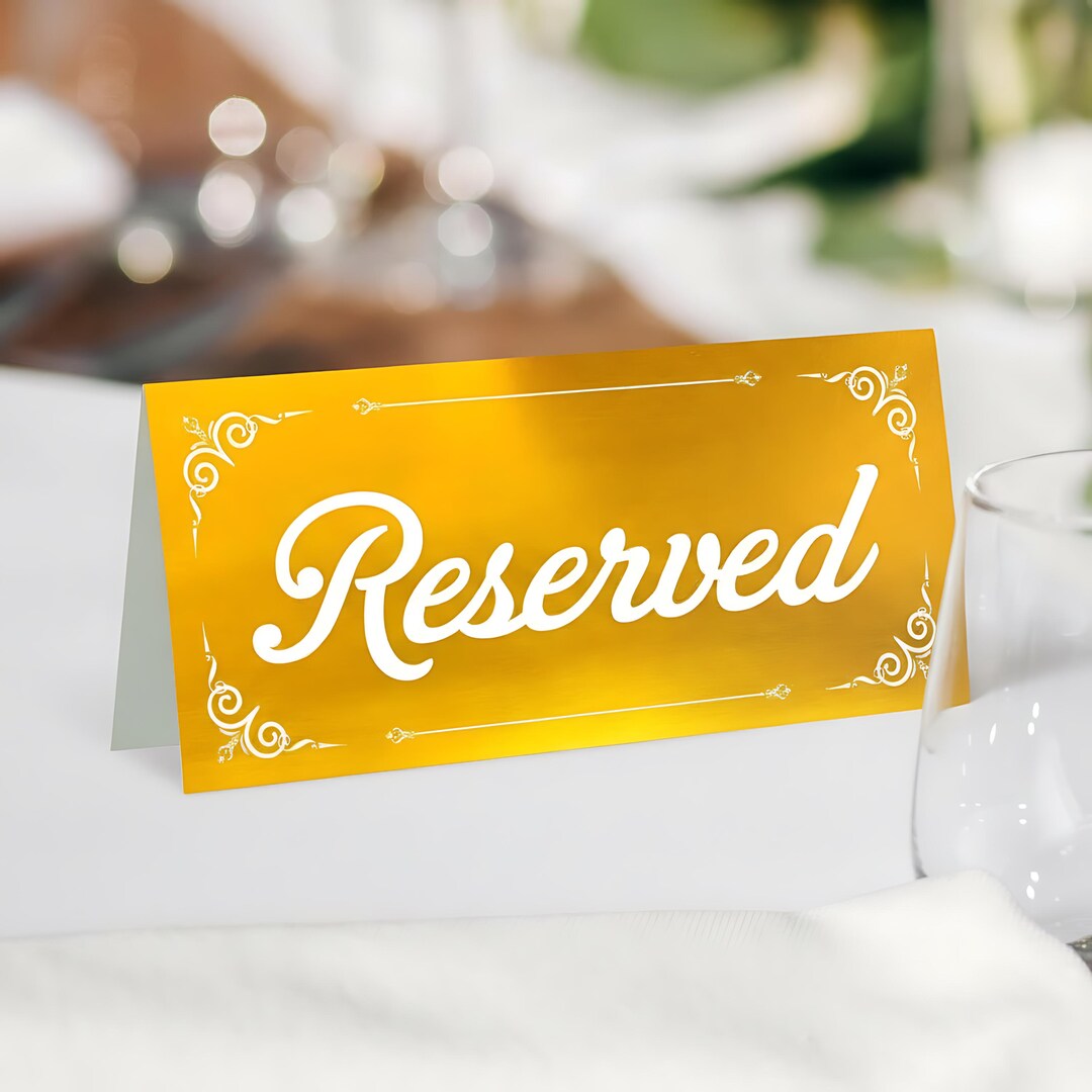Gold Foil Reserved Table Signs, Double Sided Cardstock Tent Cards for ...