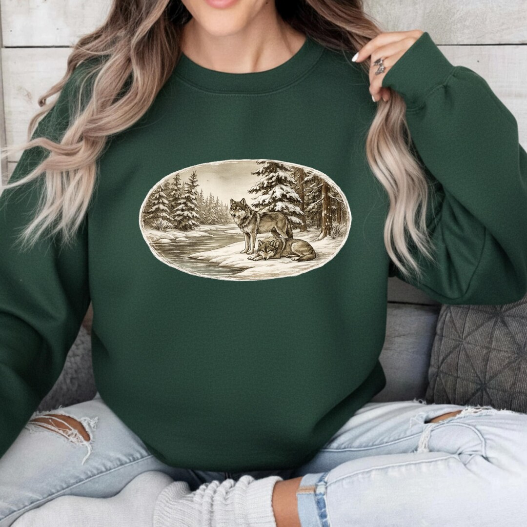 Retro Wolf 90s Sweatshirt , Nature Vintage Wildlife Forest Crewneck ...
