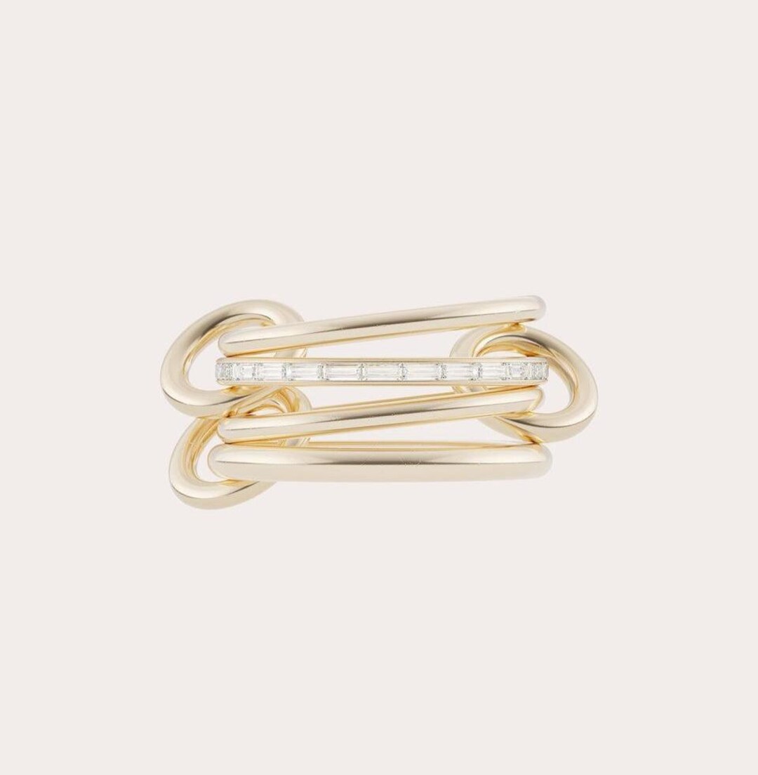 14k Gold Plated Moissanite Baguette Full Eternity Band With Multi Link ...