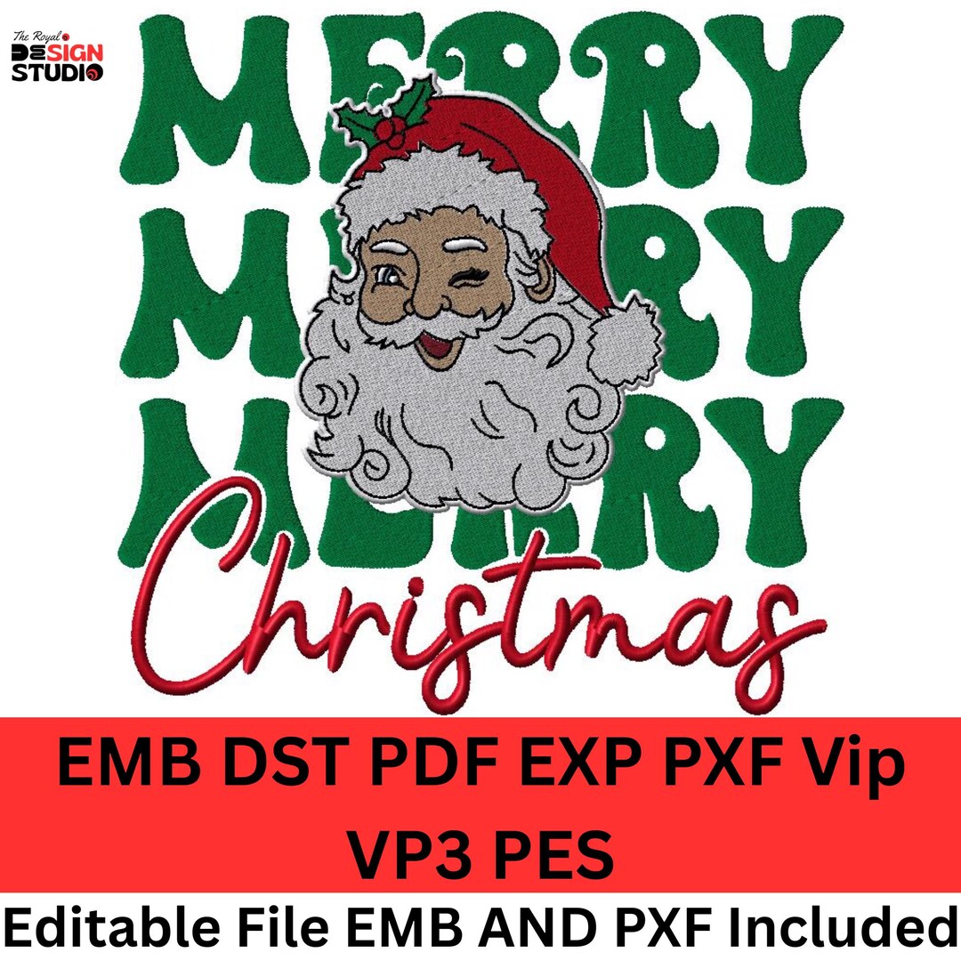 Merry Christmas With Santa Embroidery Machine Files 8x8 Emb Dst Pes Exp ...