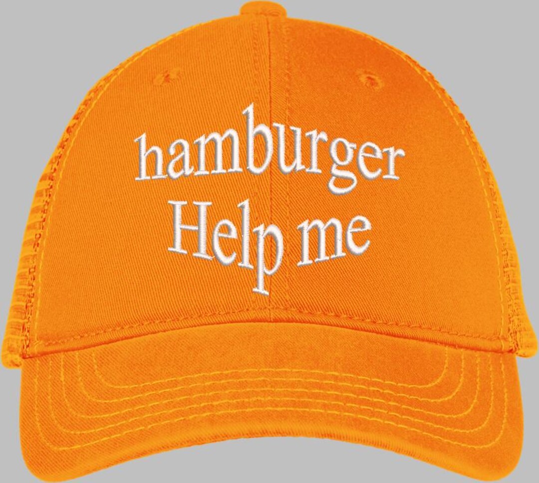 Hamburger Help Me Embroidery Pattern: Funny Hat & Cap Design (PDF) - Etsy