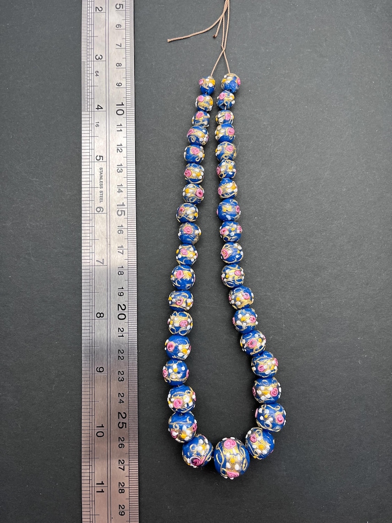 Vintage Murano Wedding Cake Glass Beads - Graduated Set of 37 - Deep ...