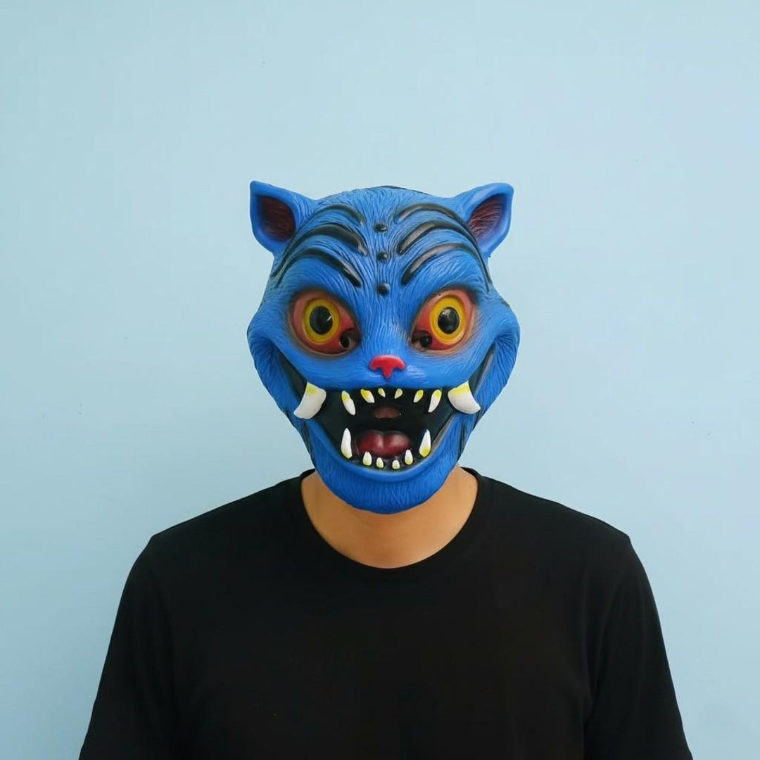 K-pop Demon Hunter Blue Beast Mask – Fierce Latex Headgear for ...