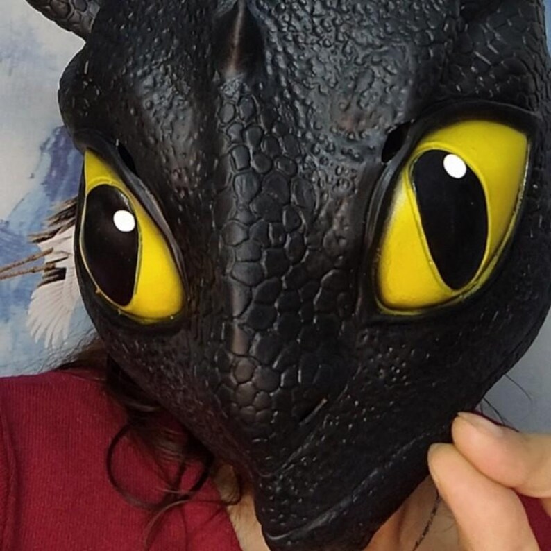 Toothless Dragon Mask – Latex Night Fury Cosplay Mask for Halloween ...