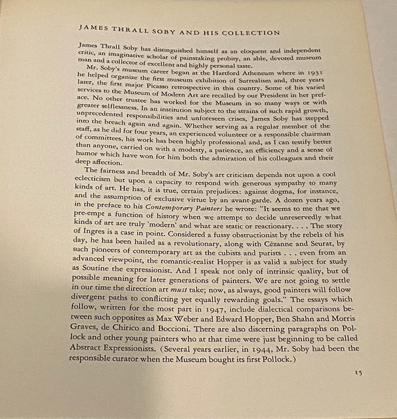 The James Thrall Soby Collection 1961MOMA Museum of Modern - Etsy