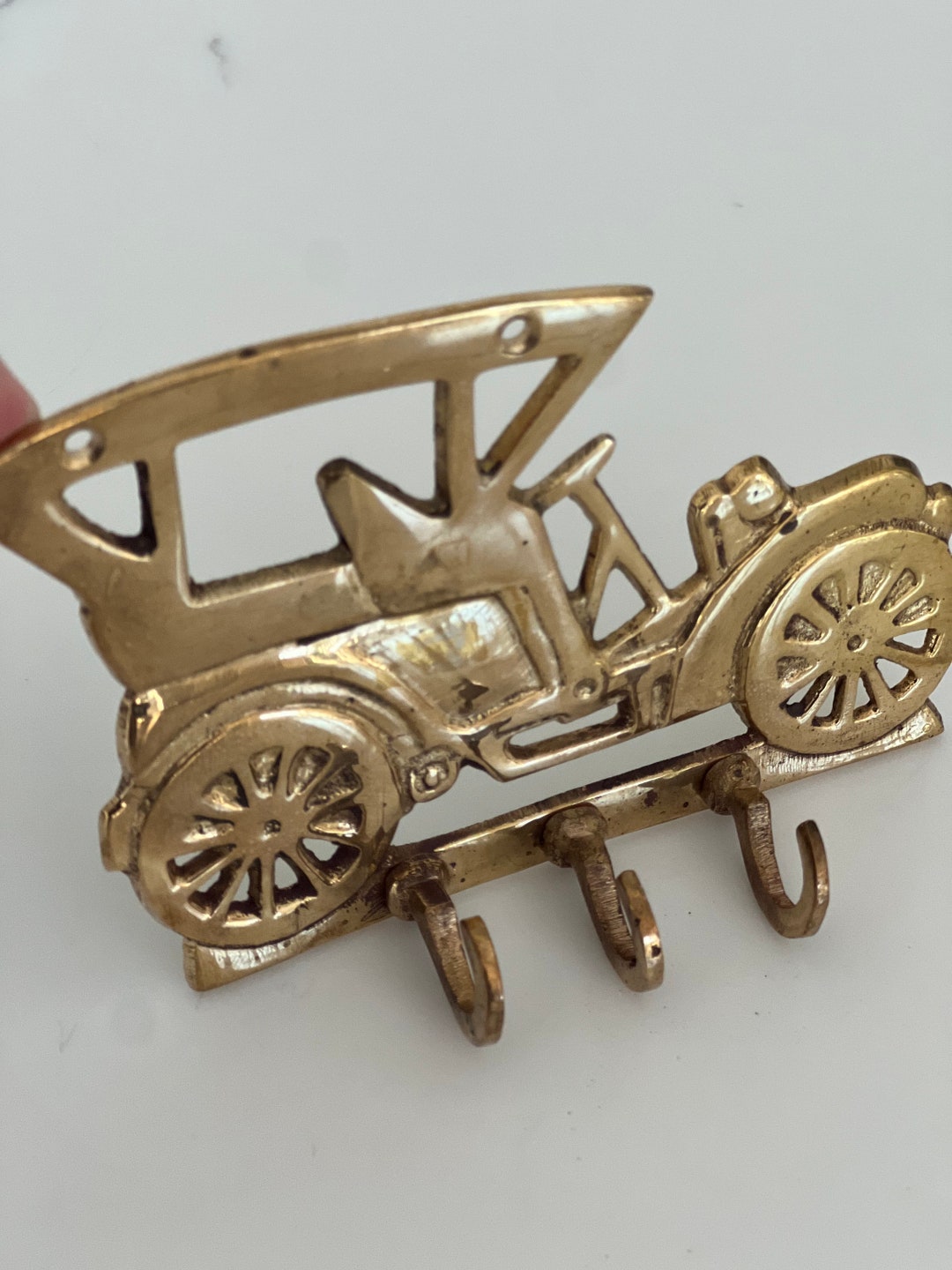 Vintage Key Hook, Brass Ford Model T Wall Hanger, Bronze Key Holder ...