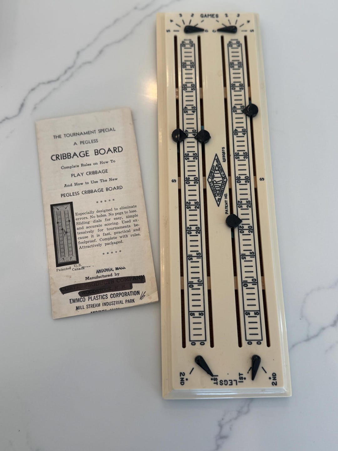 Vintage Curtis Pegless Cribbage Board, Emmco Plastics, 1950s Game - Etsy
