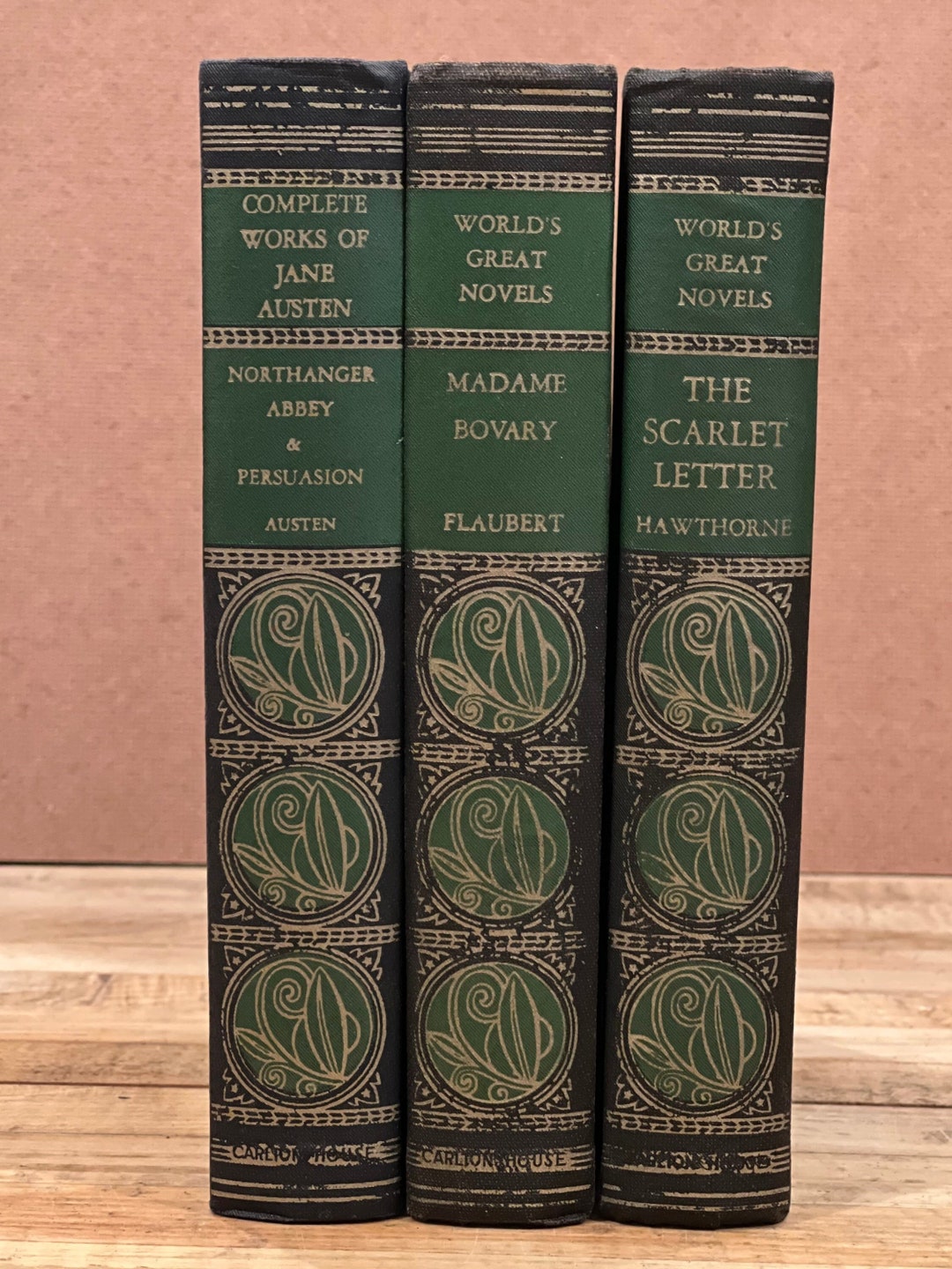 Vintage books,Black and Green, Madame Bovary,Scarlett Letter, Jane ...