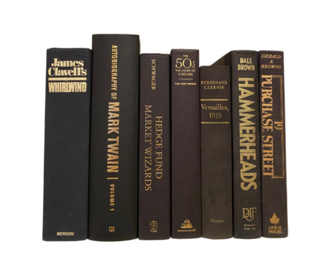 Books by the Foot,modern Black With Gold Writing,books by Color,home ...