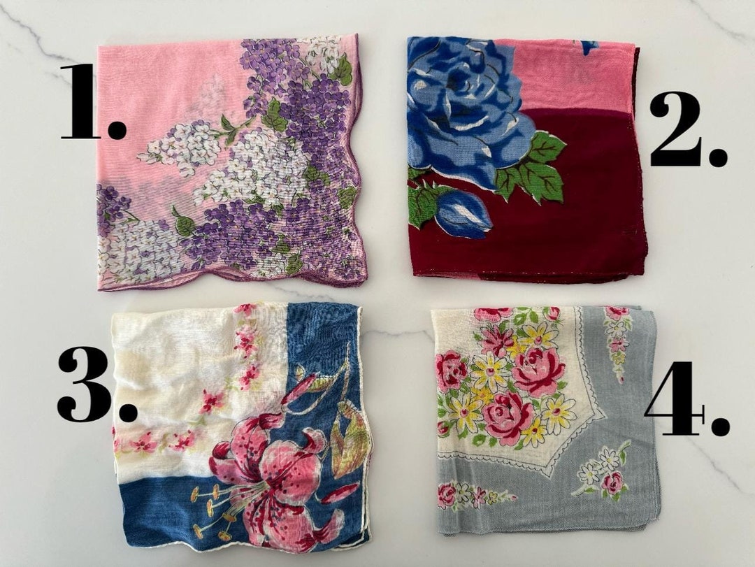 Vintage Floral Print Handkerchief,vintage Hankie,vintage Accessory ...