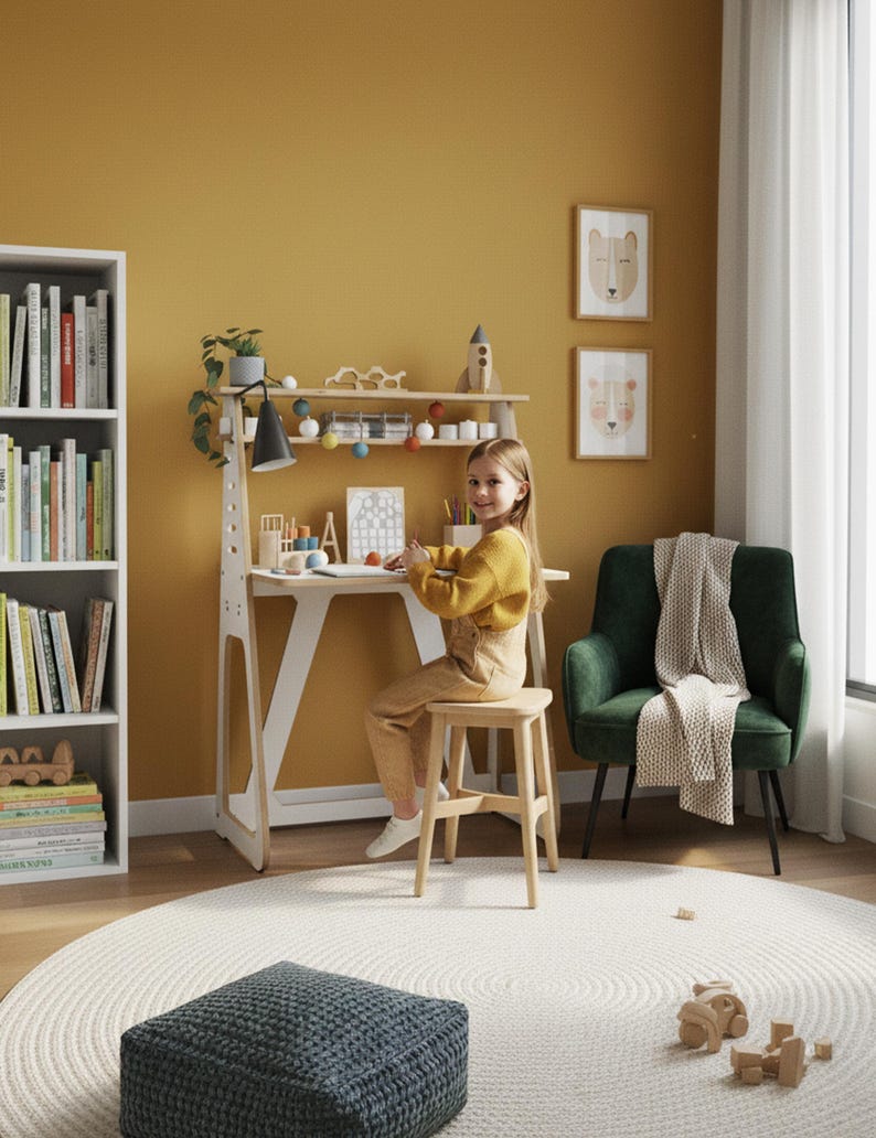 Portable Montessori Kids Desk and Self,adjustable Wooden Study Table - Etsy