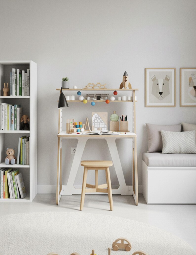 Portable Montessori Kids Desk and Self,adjustable Wooden Study Table - Etsy