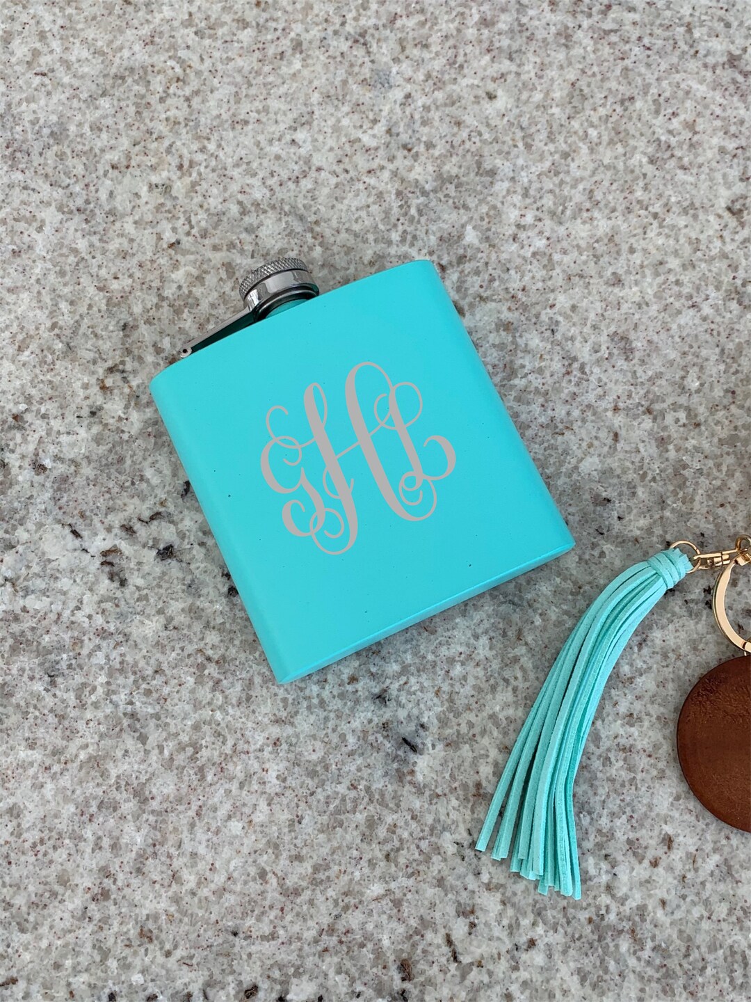Monogram Flask, Business Logo, Customer Gift, Custom Flask, Gift for ...