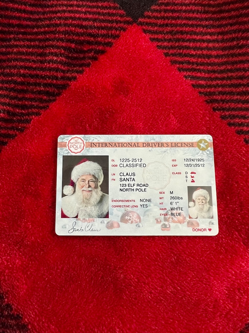 Santa's License, Lost Driving License, Christmas Decor, Stocking ...