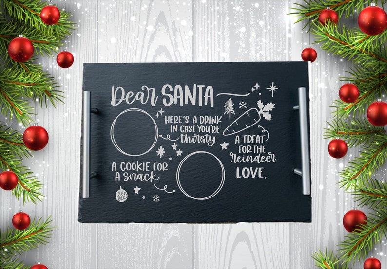 Cookie Tray for Santa- Slate Tray- Deluxe Personalized Tray ...