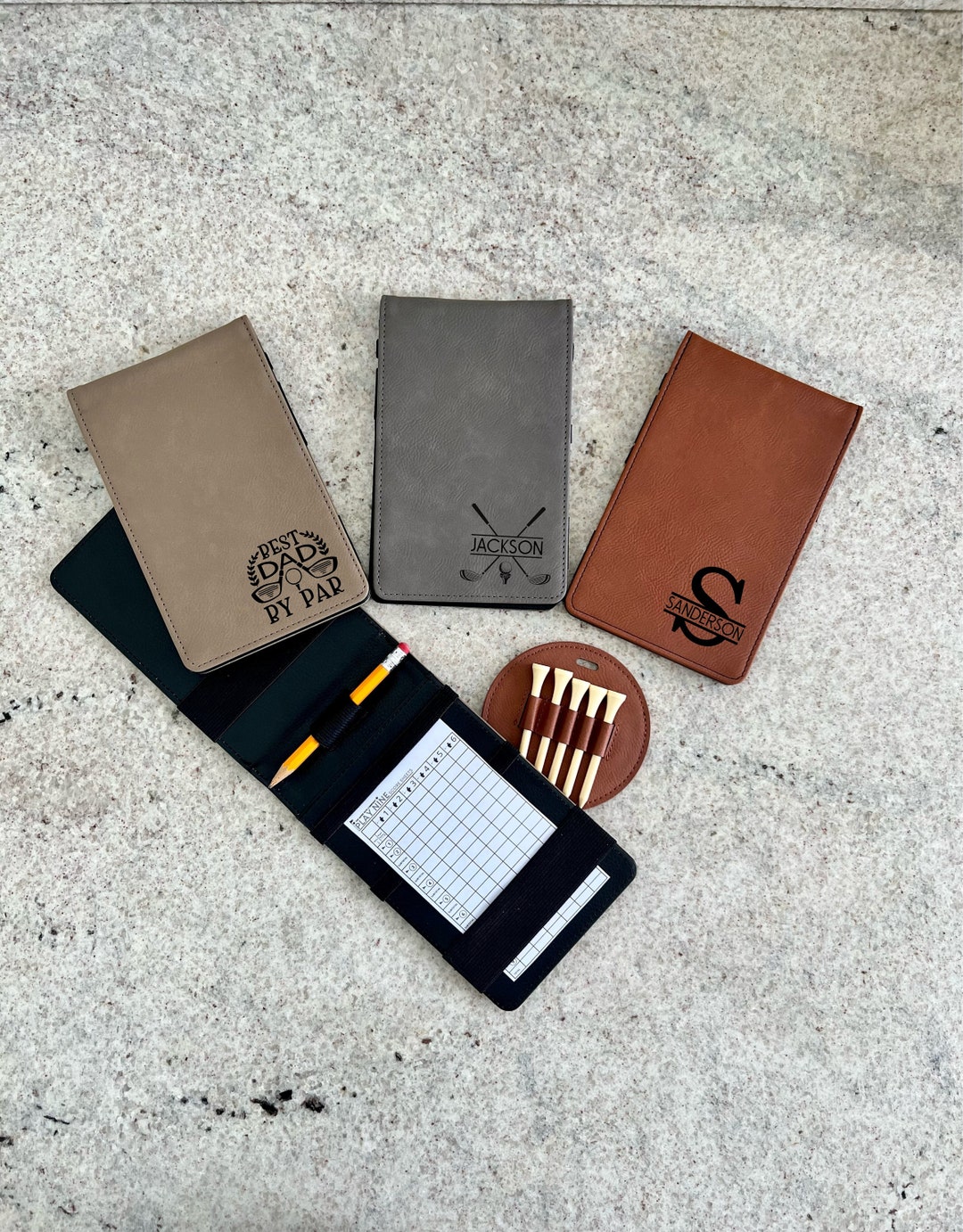 Golf Scorecard & Yardage Book Holder, Personalized Golf Gift, Mens ...