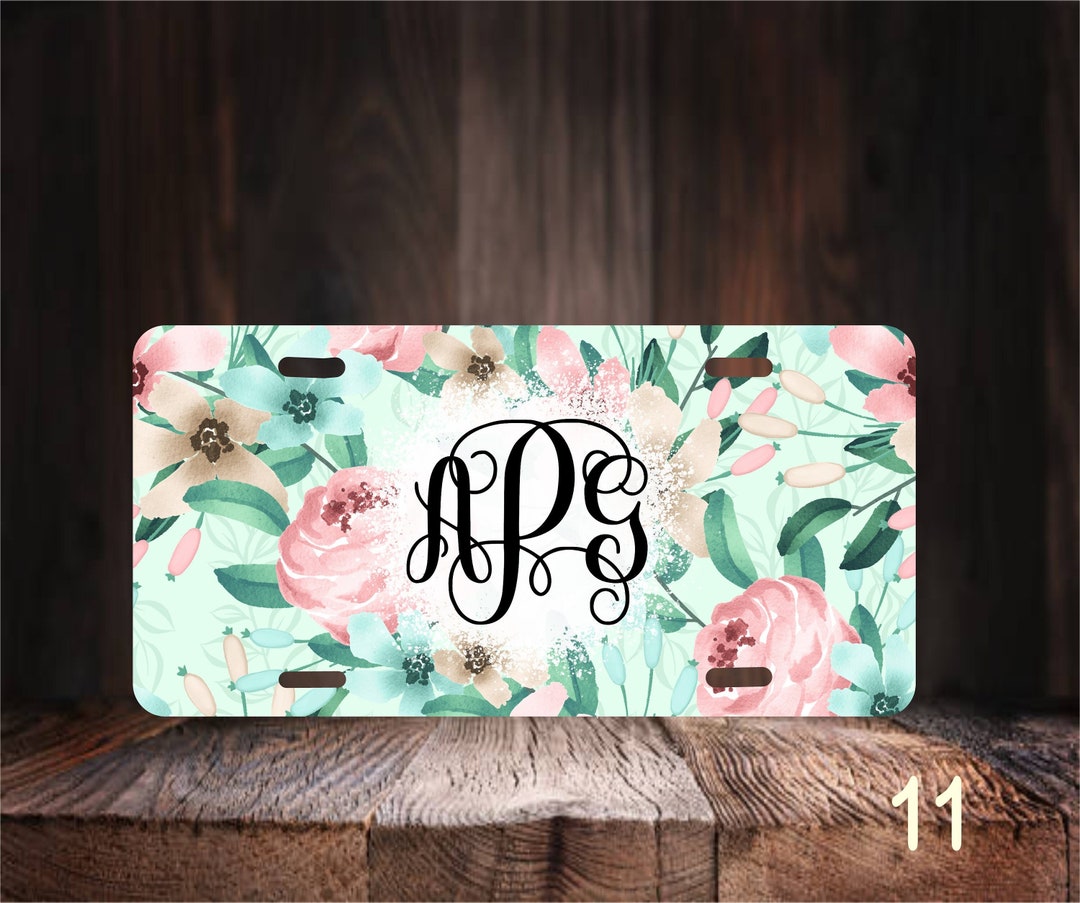 Personalized License Plate, Custom License Plate, Floral, Flowers ...