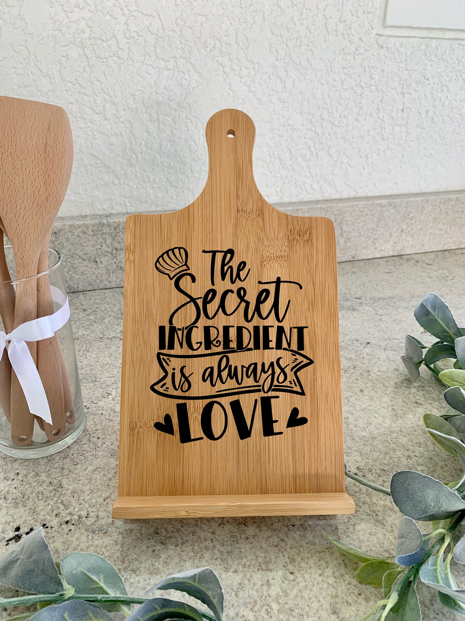 Personalized Cookbook Stand, Housewarming Gift, Engraved, Wood Stand ...