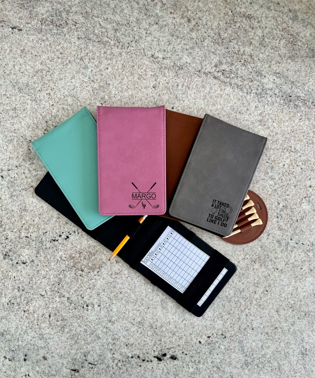 Golf Scorecard & Yardage Book Holder, Personalized Golf Gift, Mens ...