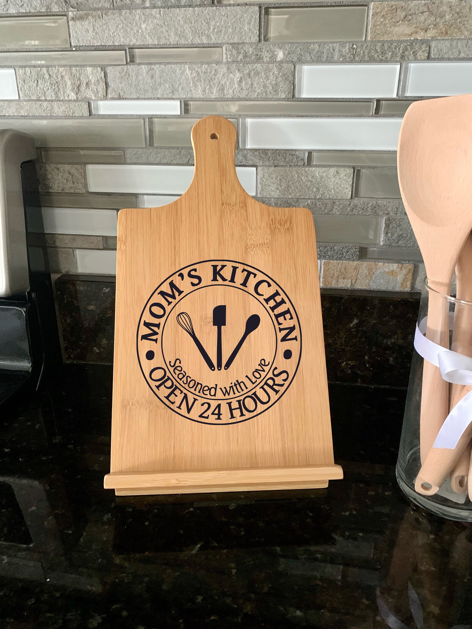 Personalized Cookbook Stand, Housewarming Gift, Engraved, Wood Stand ...