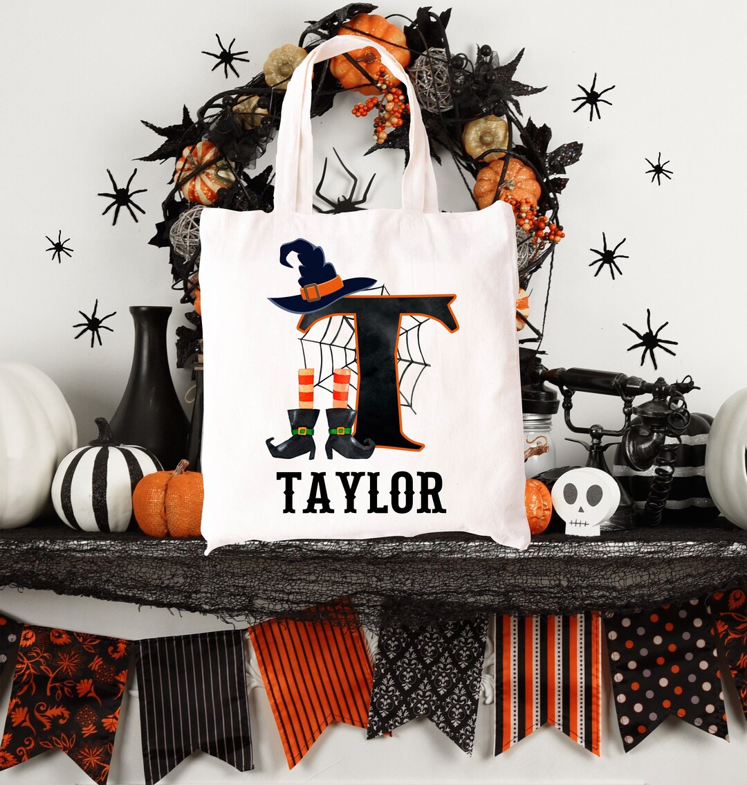 Personalized Halloween Trick or Treat Tote Bag, Canvas Sublimation ...