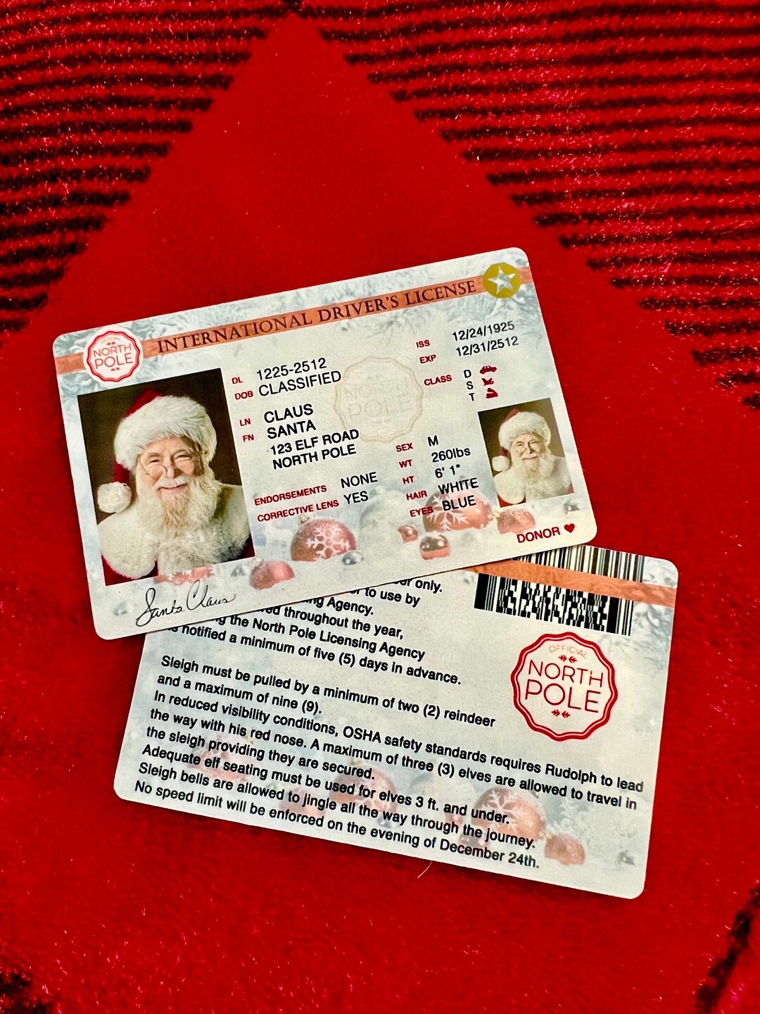 Santa's License, Lost Driving License, Christmas Decor, Stocking ...