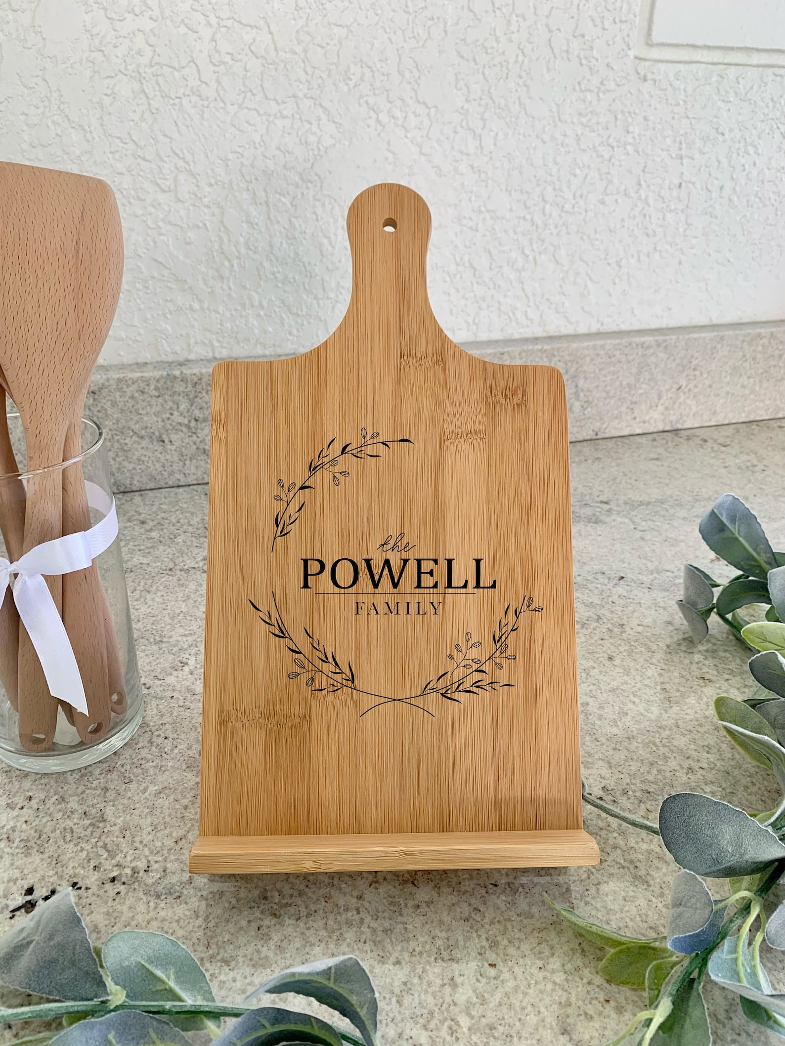 Personalized Cookbook Stand, Housewarming Gift, Engraved, Wood Stand ...