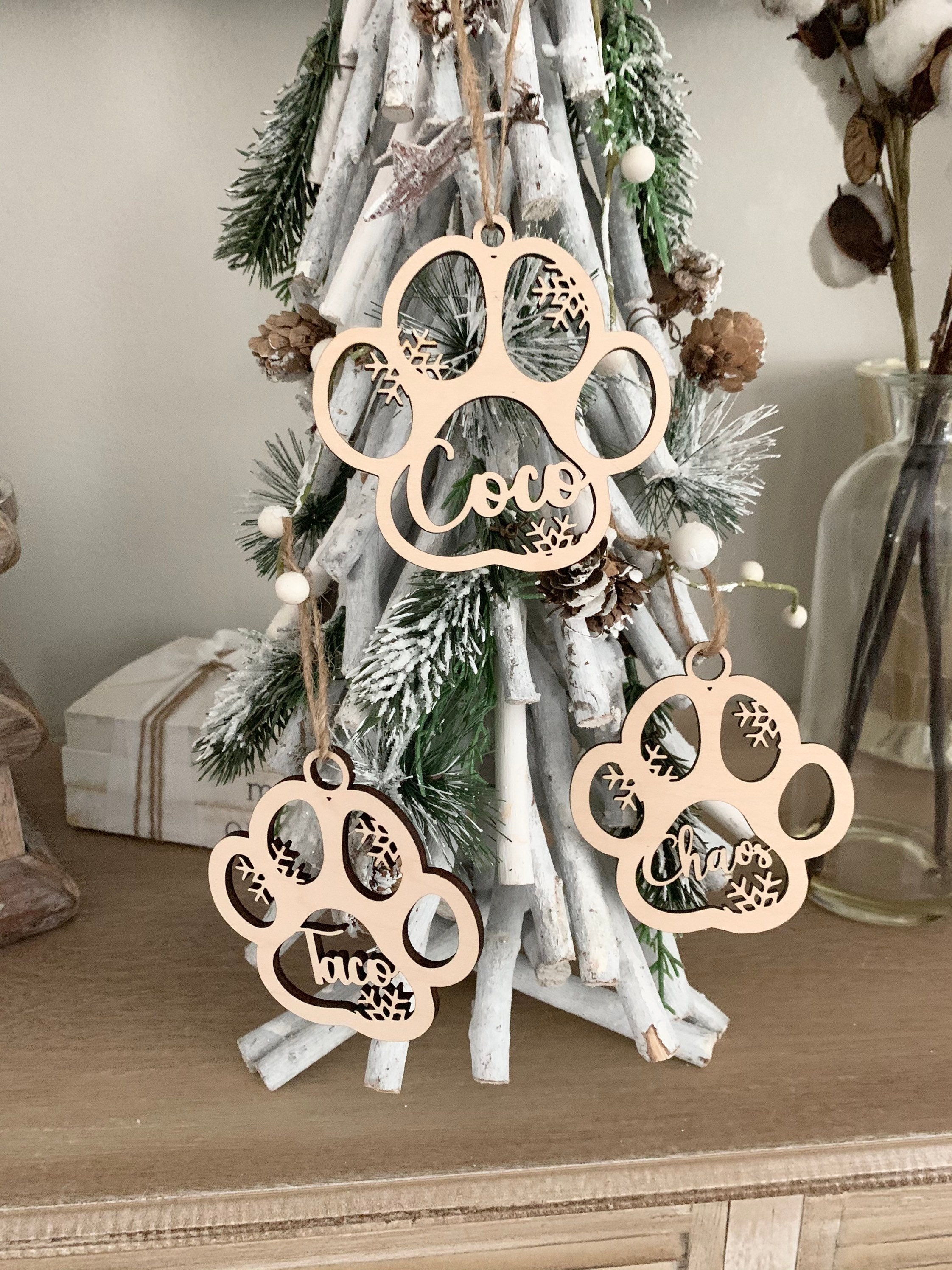 Personalized Pet Paw Ornament Pet Ornament Wood Ornaments - Etsy