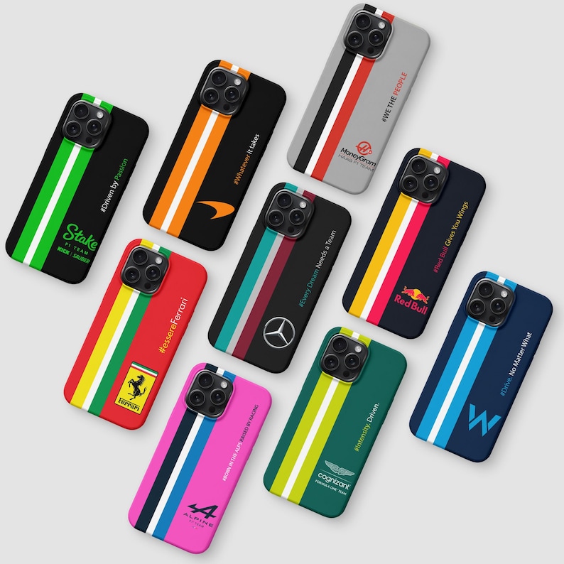 Formula 1 Team Livery Stripe Phone Case Custom for iPhone 16 15 14 13 ...