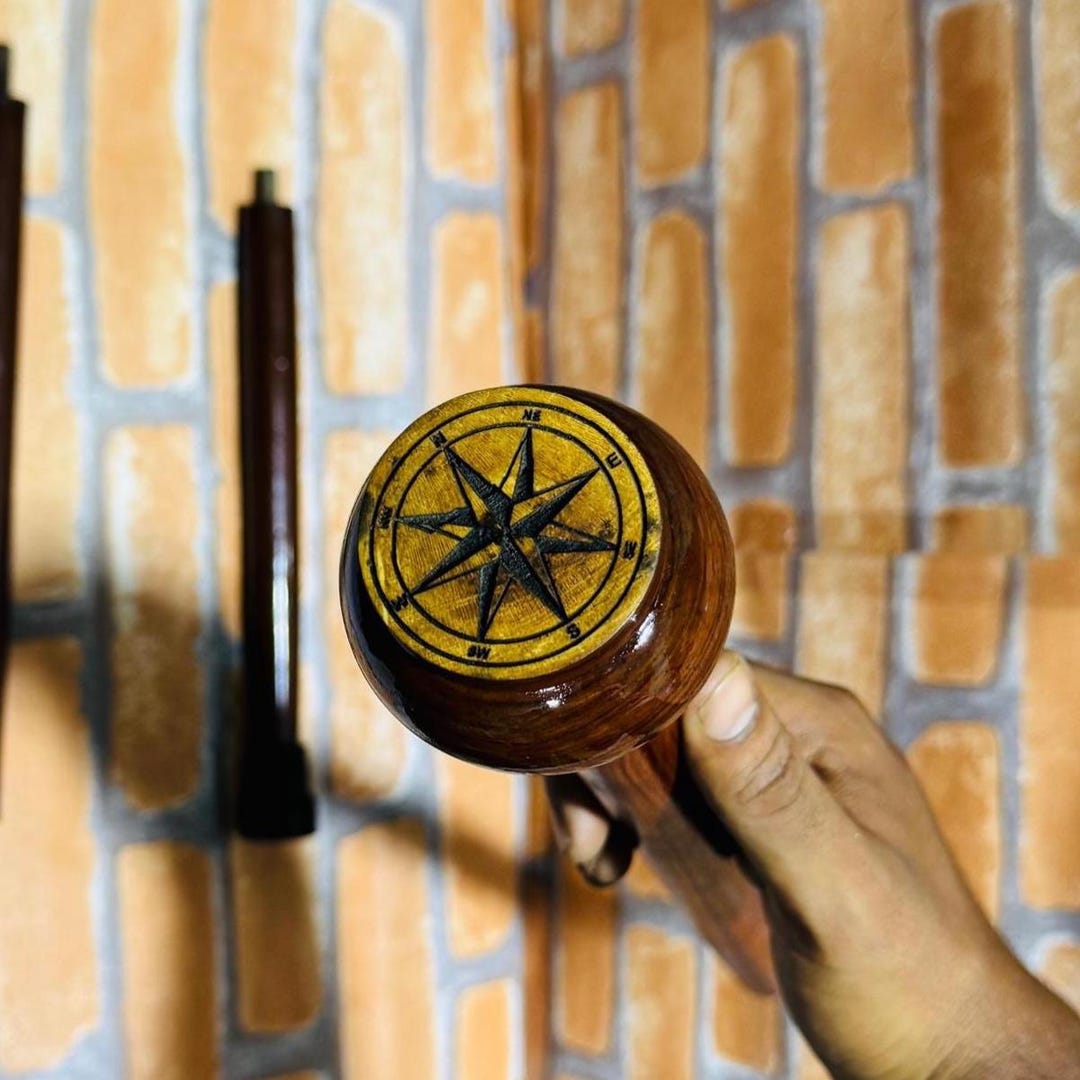 Compass Walking Stick | Bronze Accent Unisex Walking Cane | Vintage ...