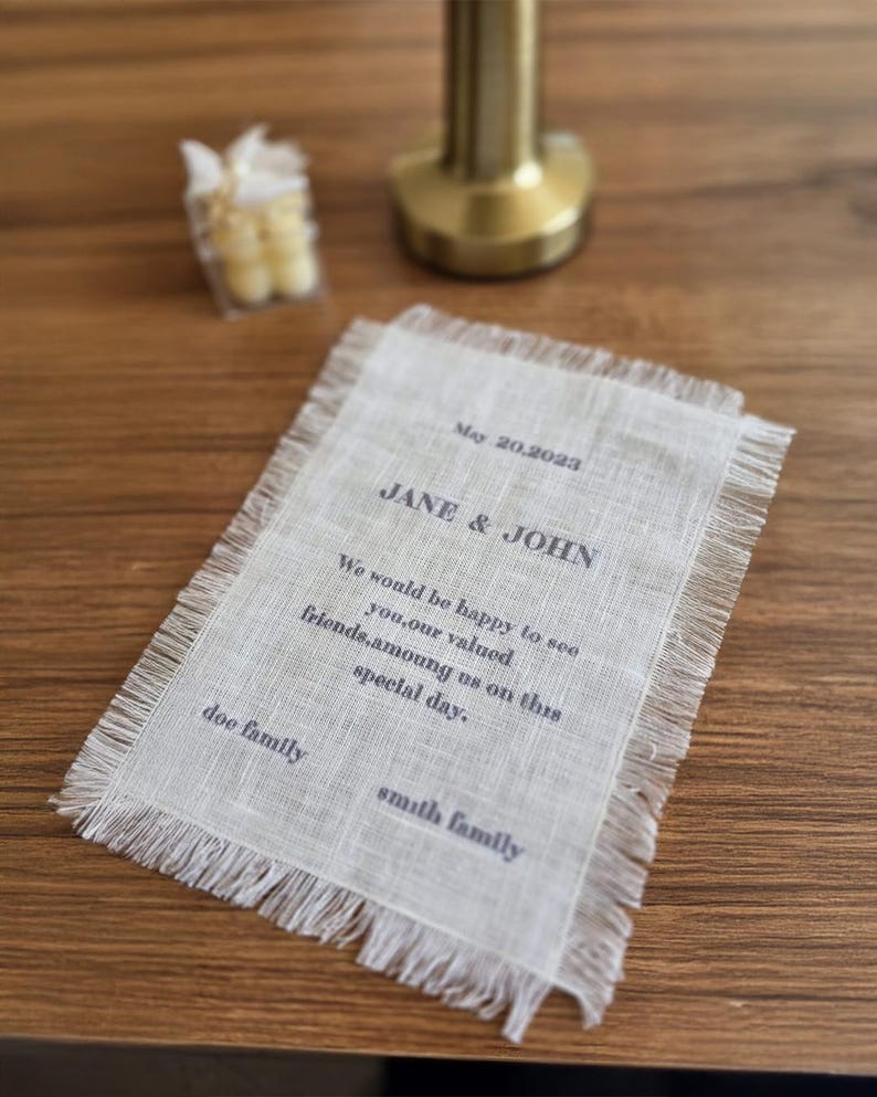 Personalized Fabric Wedding Invitation Set - Eco-friendly Embroidery ...