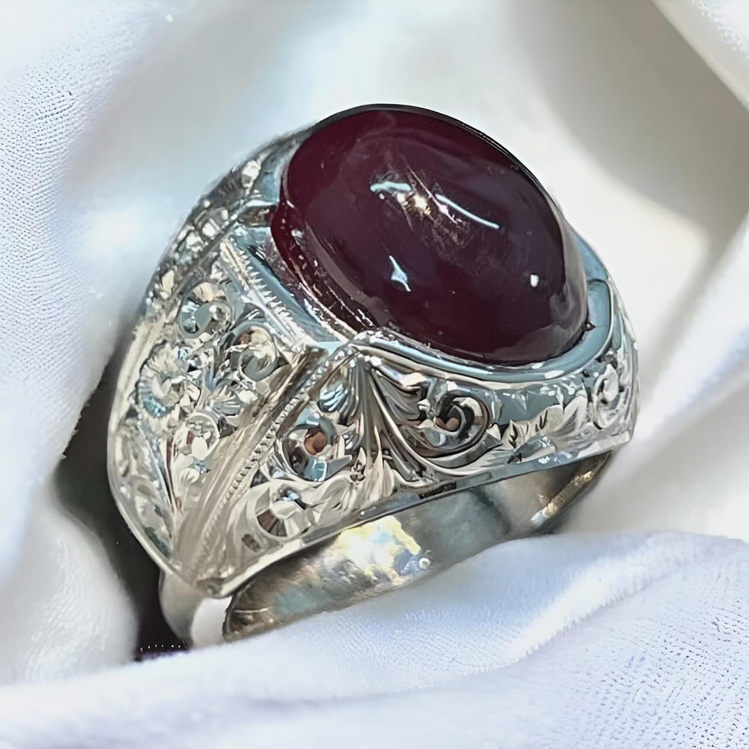 Natural Liver Red Yemeni Aqeeq Ring, Natural Agate Carnelian Gemstone ...