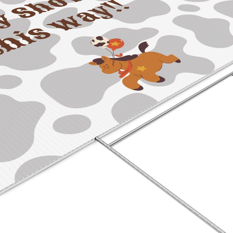 Cowboy Baby Shower Lawn Sign, Western Theme Party Decoration, Cow Print ...