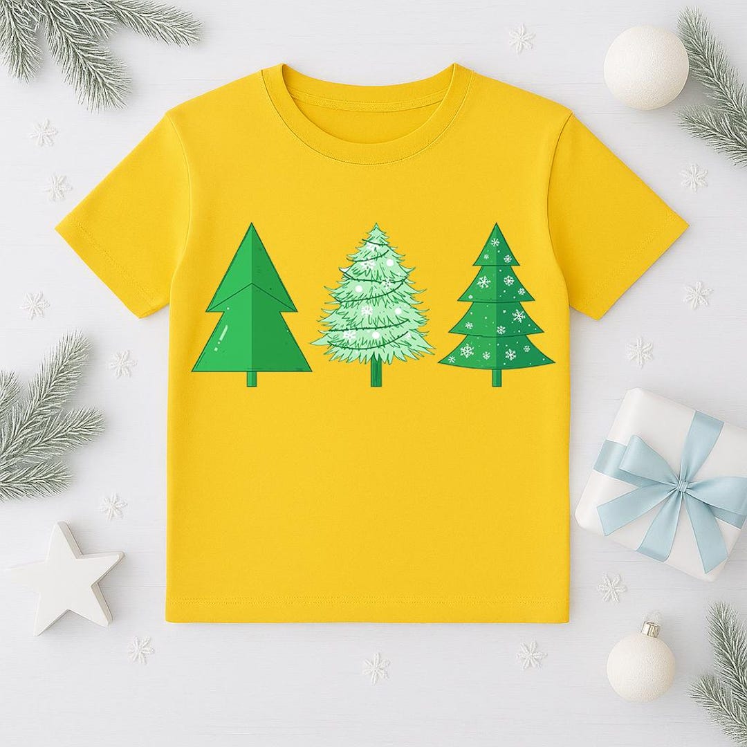 Cartoon Christmas Trees Print, Kids T-shirt Design (digital Design) - Etsy