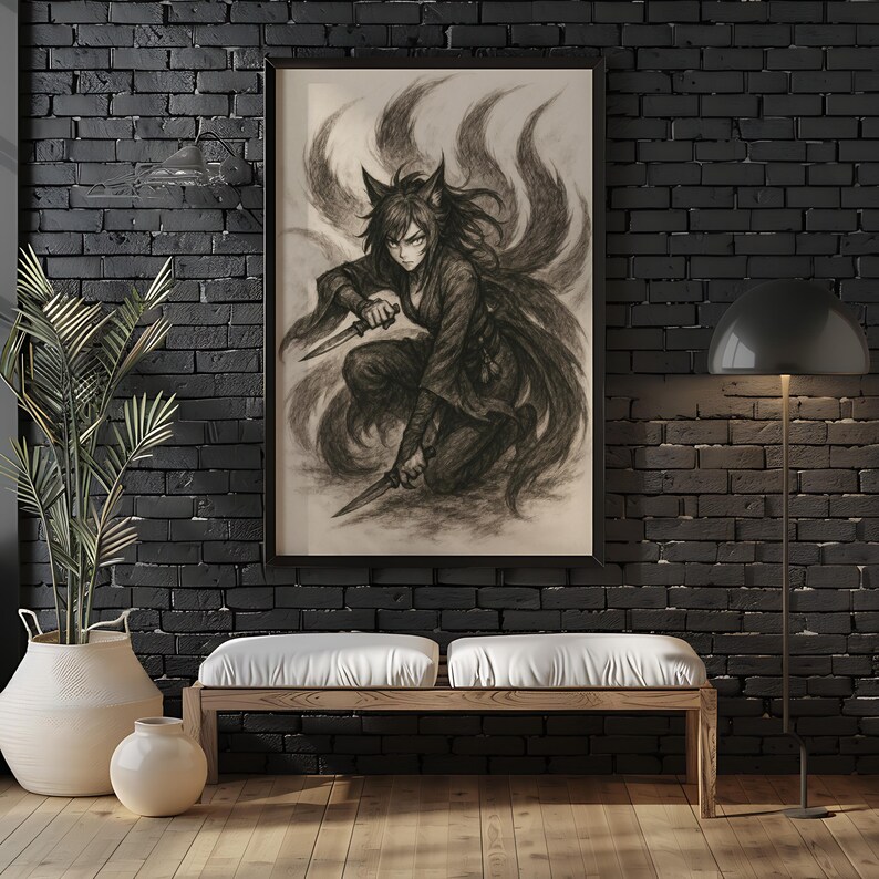 Kitsune Assassin Digital Download, Japanese Fox Spirit Wall Art, Anime ...