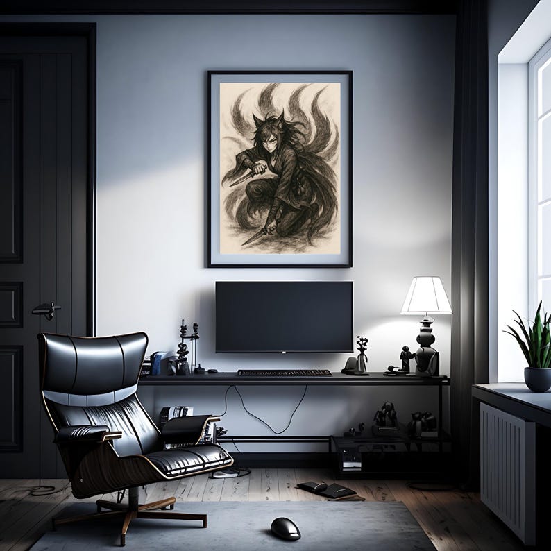 Kitsune Assassin Digital Download, Japanese Fox Spirit Wall Art, Anime ...