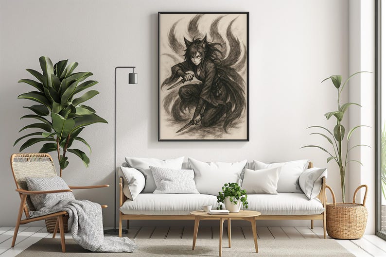 Kitsune Assassin Digital Download, Japanese Fox Spirit Wall Art, Anime ...