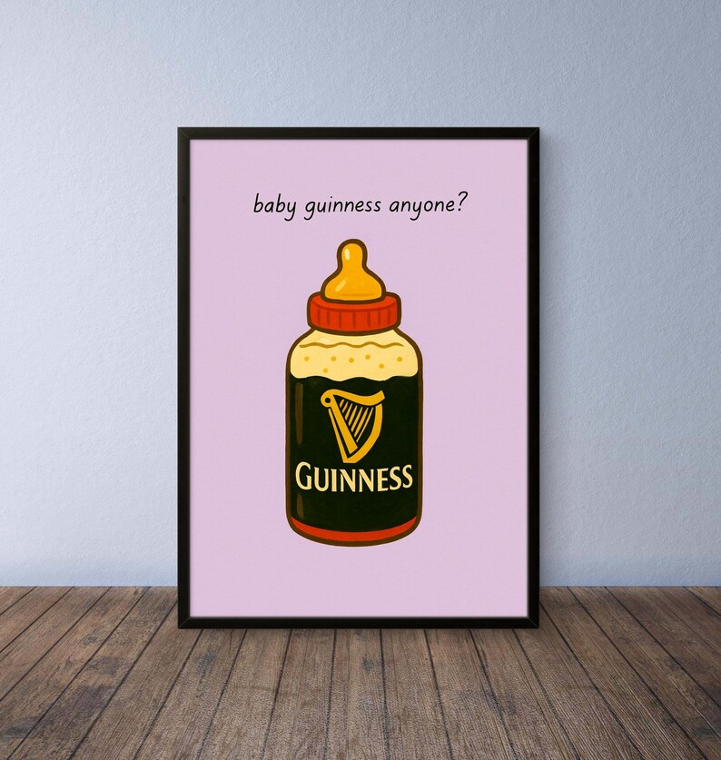 Baby Guinness Art Print | Funny Irish Pub Poster - Etsy Australia